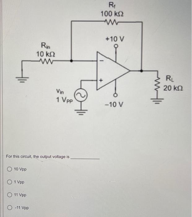 Solved Rin 10 ΚΩ ww Vin 1 Vpp For this circuit, the output | Chegg.com