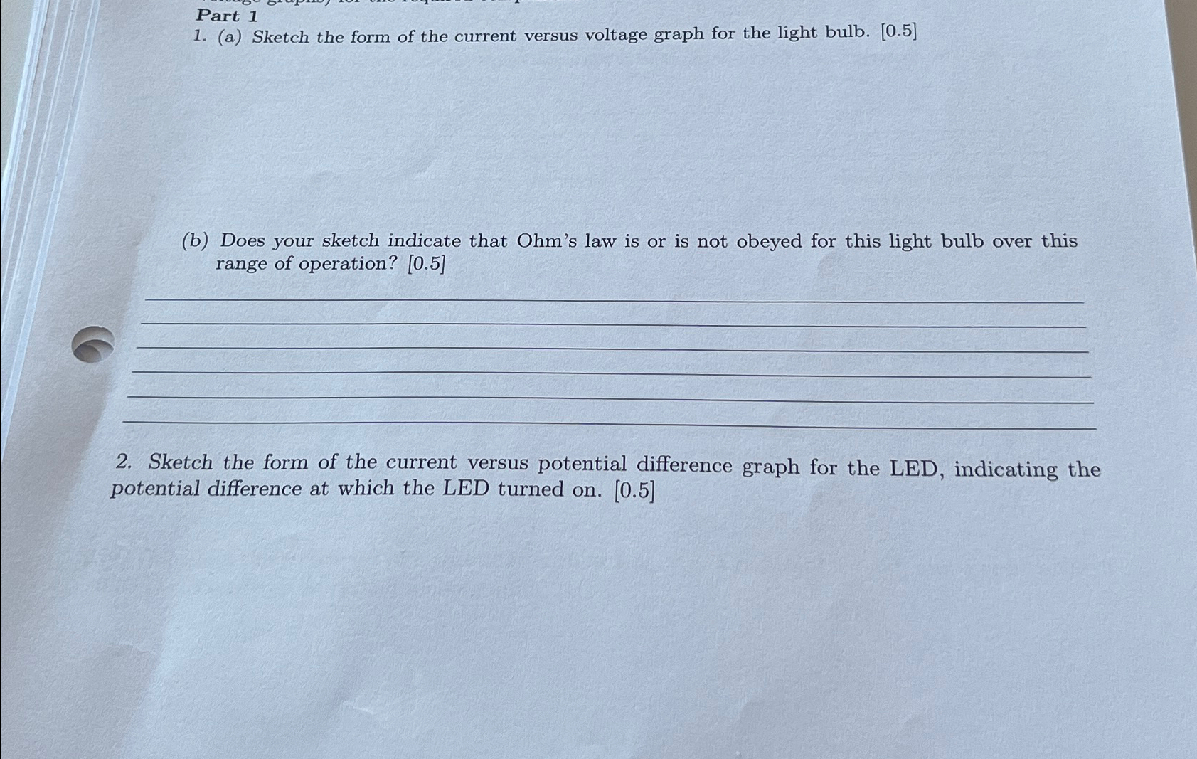 Solved Part 1(a) ﻿Sketch the form of the current versus | Chegg.com