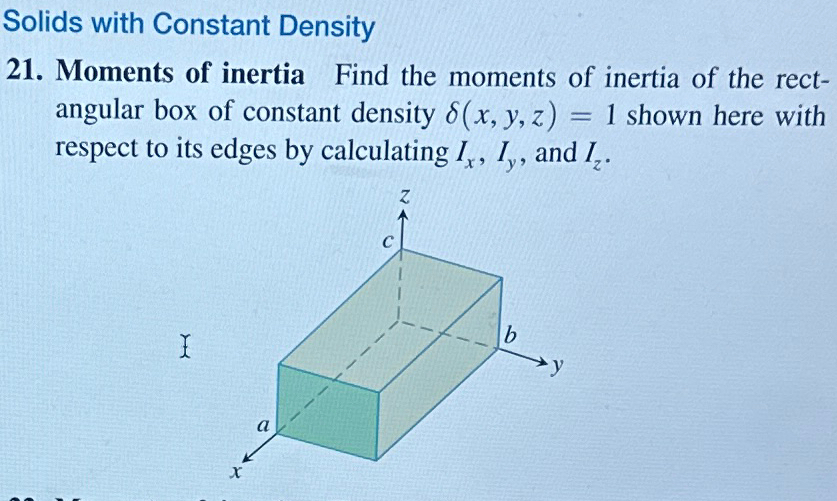 Solved Solids with Constant Density21. ﻿Moments of inertia | Chegg.com