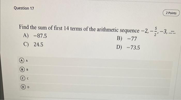 Find the sum of first 14 terms of the arithmetic | Chegg.com