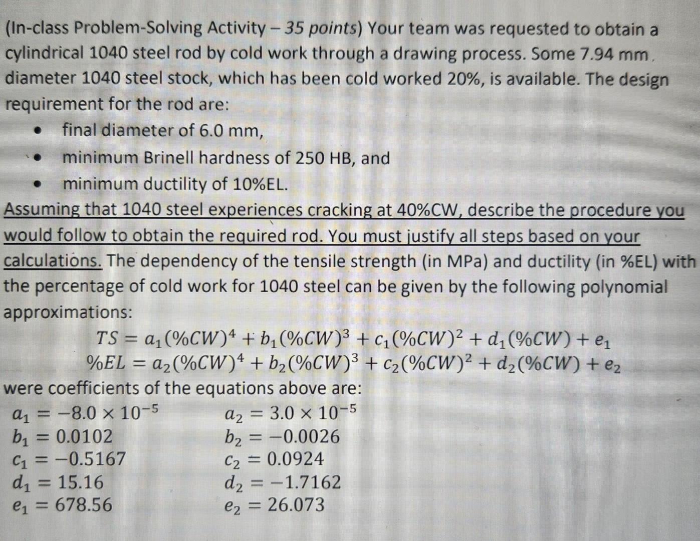 (In-class Problem-Solving Activity - 35 points) Your | Chegg.com