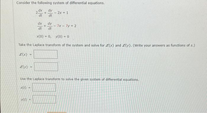 Solved Consider the following system of differential | Chegg.com