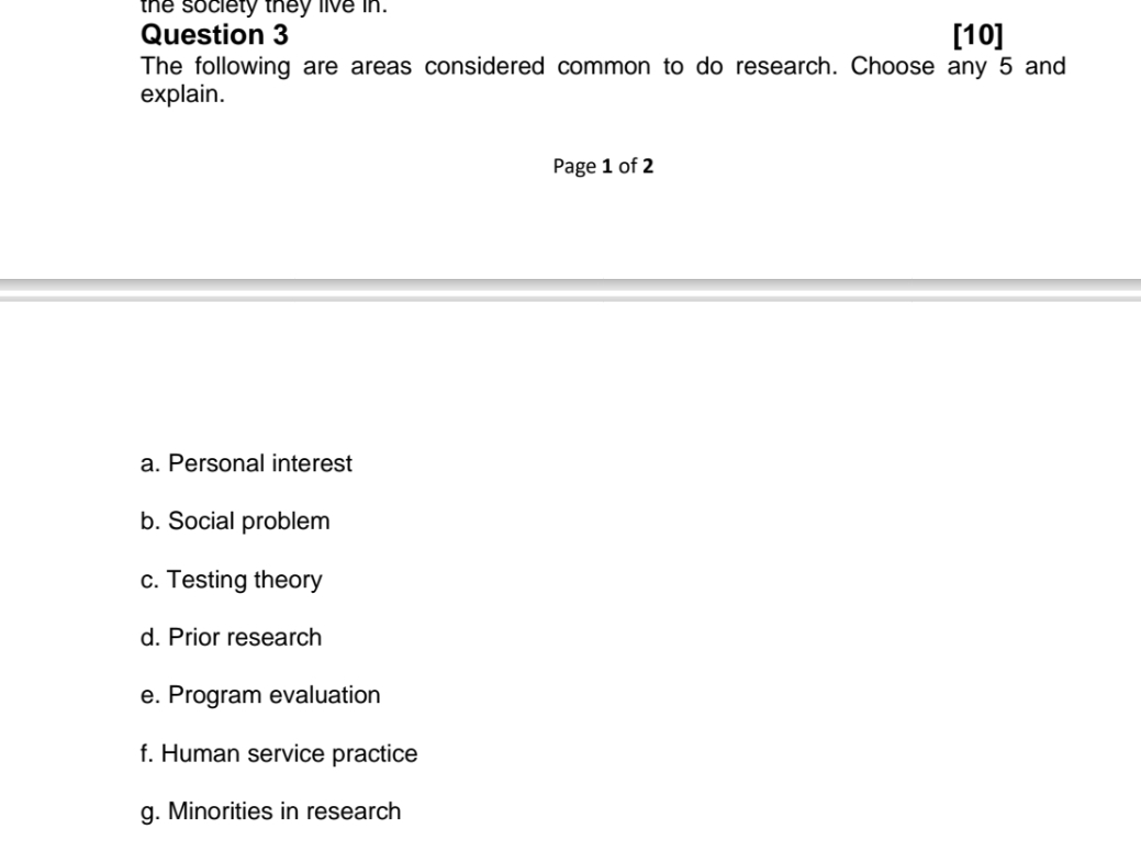 Solved Question 3[10]The following are areas considered | Chegg.com