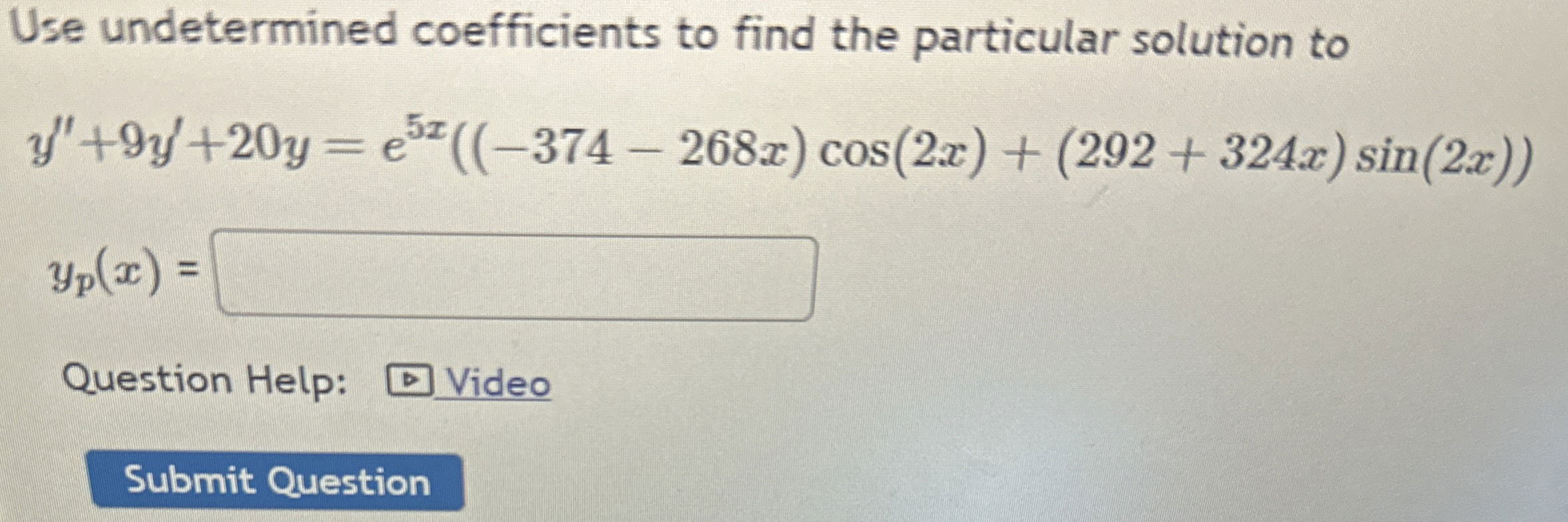 Solved Use undetermined coefficients to find the particular | Chegg.com
