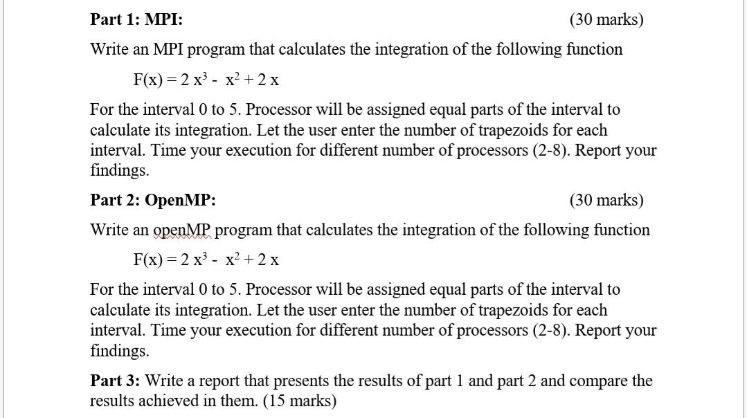 Solved Part 1 Mpi 30 Marks Write An Mpi Program That