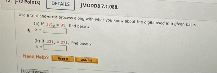 Solved 1-12 Points] DETAILS JMODD8 7.1.088. Use a | Chegg.com