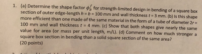 Solved 1. (a) Determine the shape factor ºg for | Chegg.com