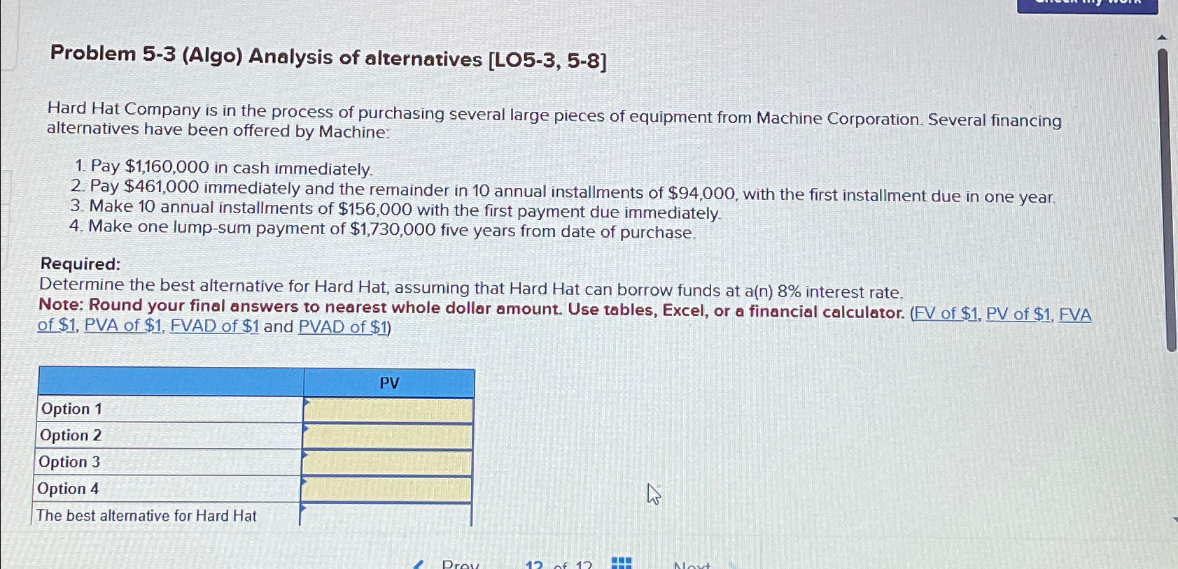 Solved Problem 5-3 (Algo) ﻿Analysis of alternatives | Chegg.com