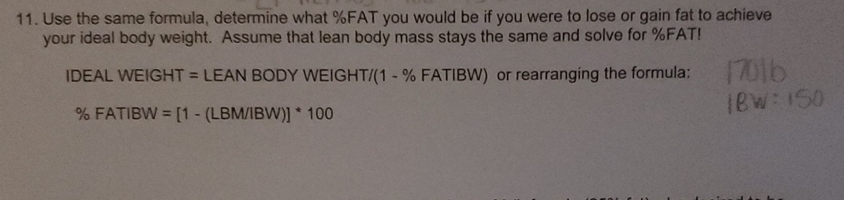 Solved Use the same formula, determine what % ﻿FAT you would | Chegg.com