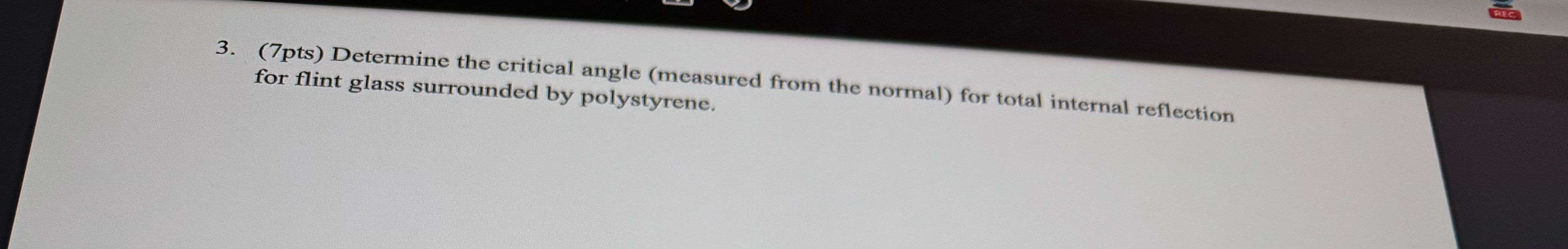 Solved (7pts) ﻿Determine the critical angle (measured from | Chegg.com
