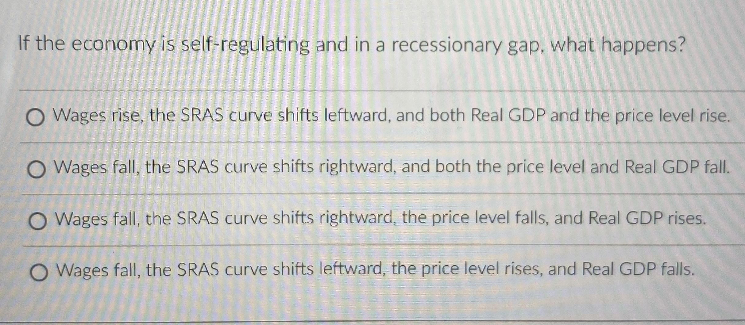 Solved If the economy is self-regulating and in a | Chegg.com