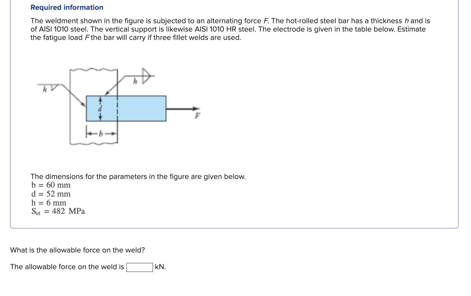 Solved Required informationThe weldment shown in ﻿the figure | Chegg.com