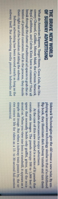 THE BRAVE NEW WORLD OF SUBWAY ADVERTISING What do | Chegg.com