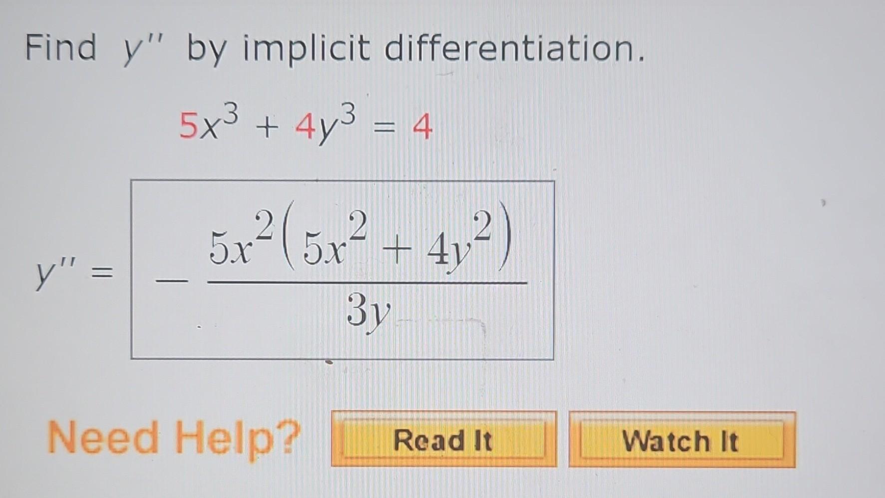 Solved Find dy/dx by implicit differentiation. | Chegg.com