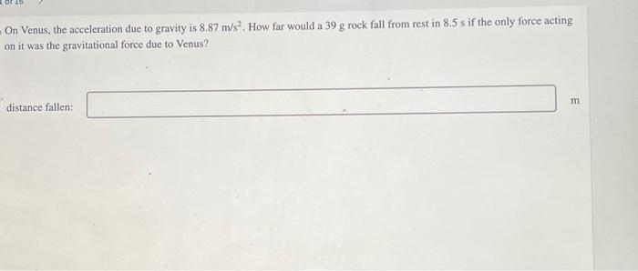 Solved O Macmillan Learning On Venus, the acceleration due | Chegg.com