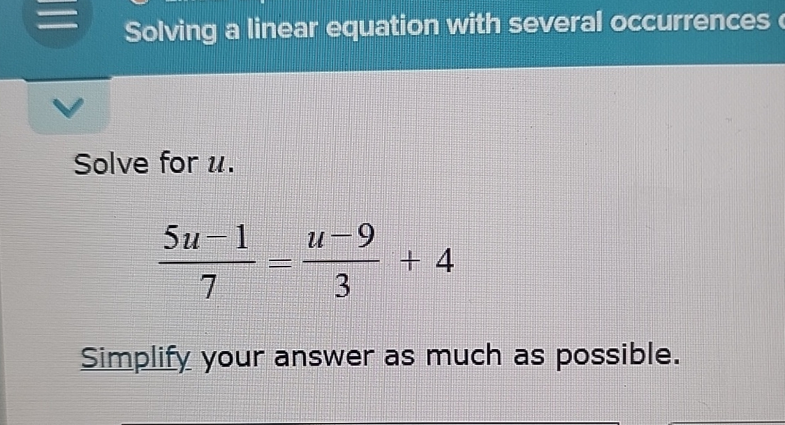 Solved Solving a linear equation with several | Chegg.com