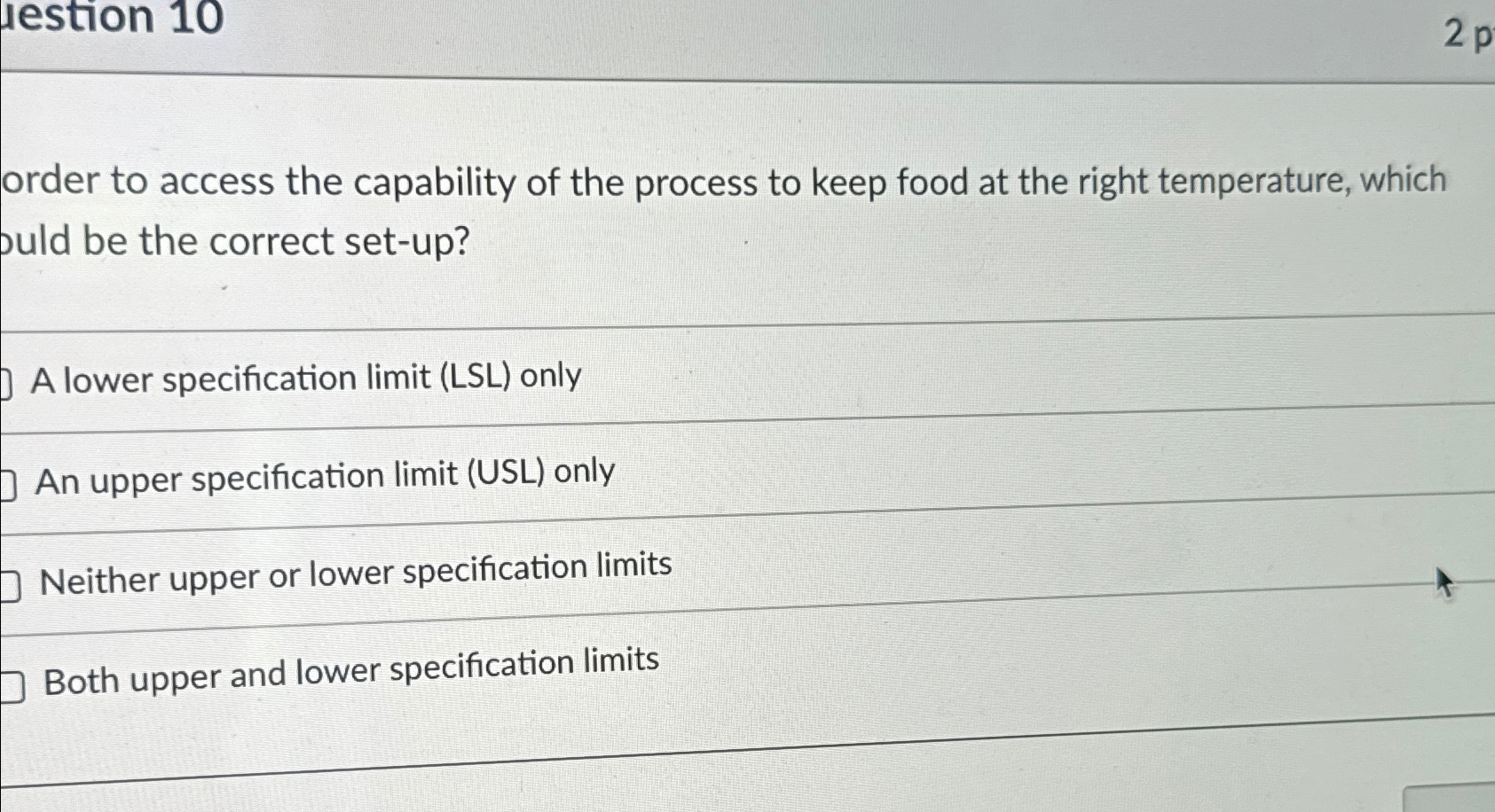 Solved order to access the capability of the process to keep | Chegg.com