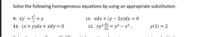 Solved Solve the following homogeneous equations by using an | Chegg.com