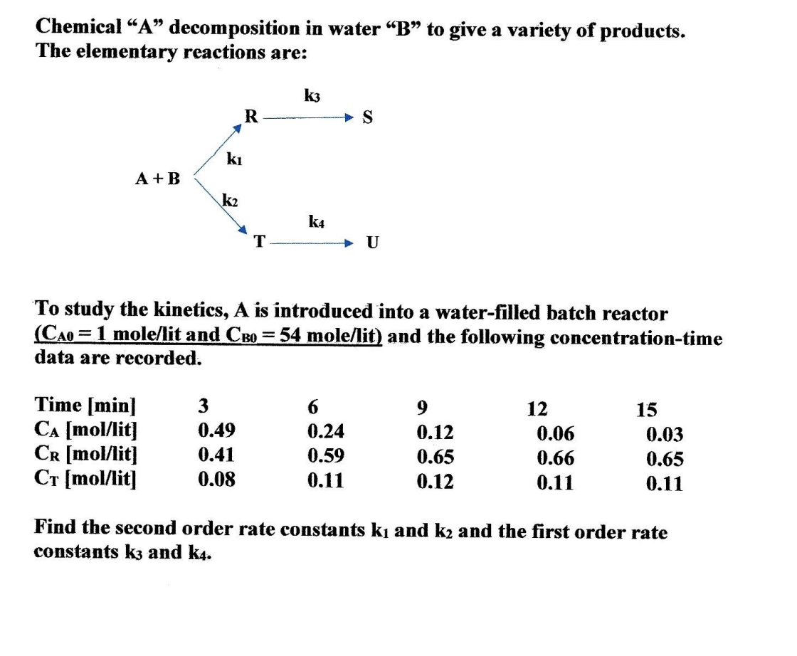 Solved Chemical A decomposition in water B to give a variety | Chegg.com