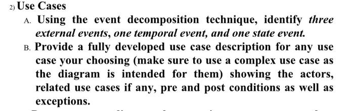 2) Use Cases A. Using the event decomposition | Chegg.com