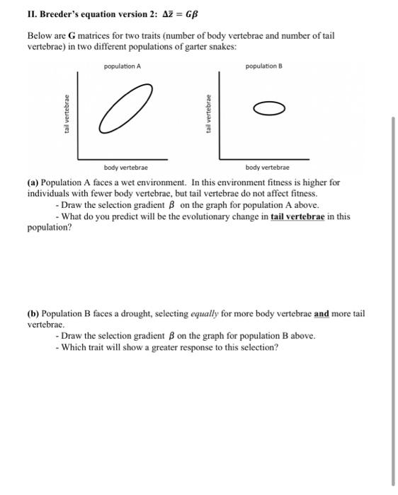 Solved II. Breeder's equation version 2: Az = GB Below are G | Chegg.com