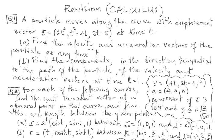 Solved Revision (CALCULUS) [Q1] A particle particle moves | Chegg.com