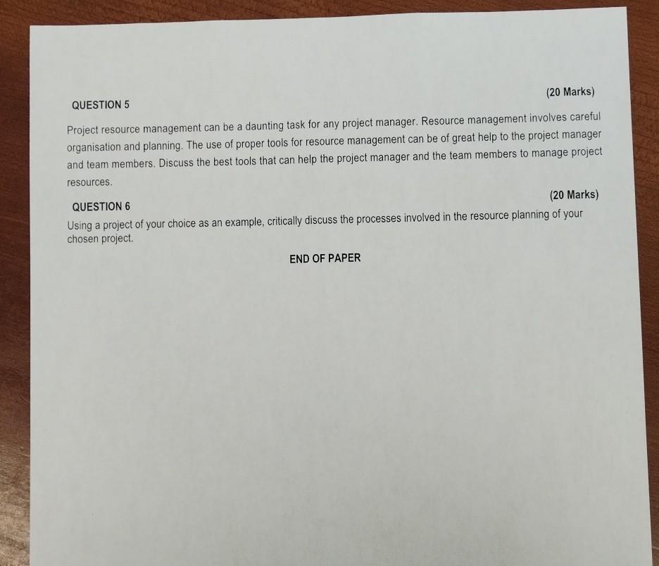 Solved Question 6 Using a project of your choice as an | Chegg.com