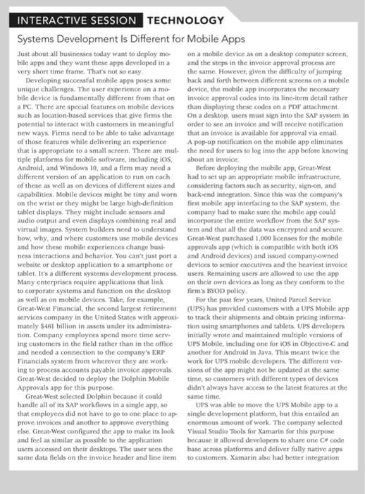 Solved INTERACTIVE SESSION TECHNOLOGY Systems Development Is | Chegg.com