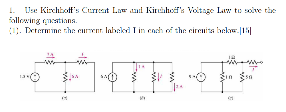 Solved 1. Use Kirchhoff's Current Law and Kirchhoff's | Chegg.com