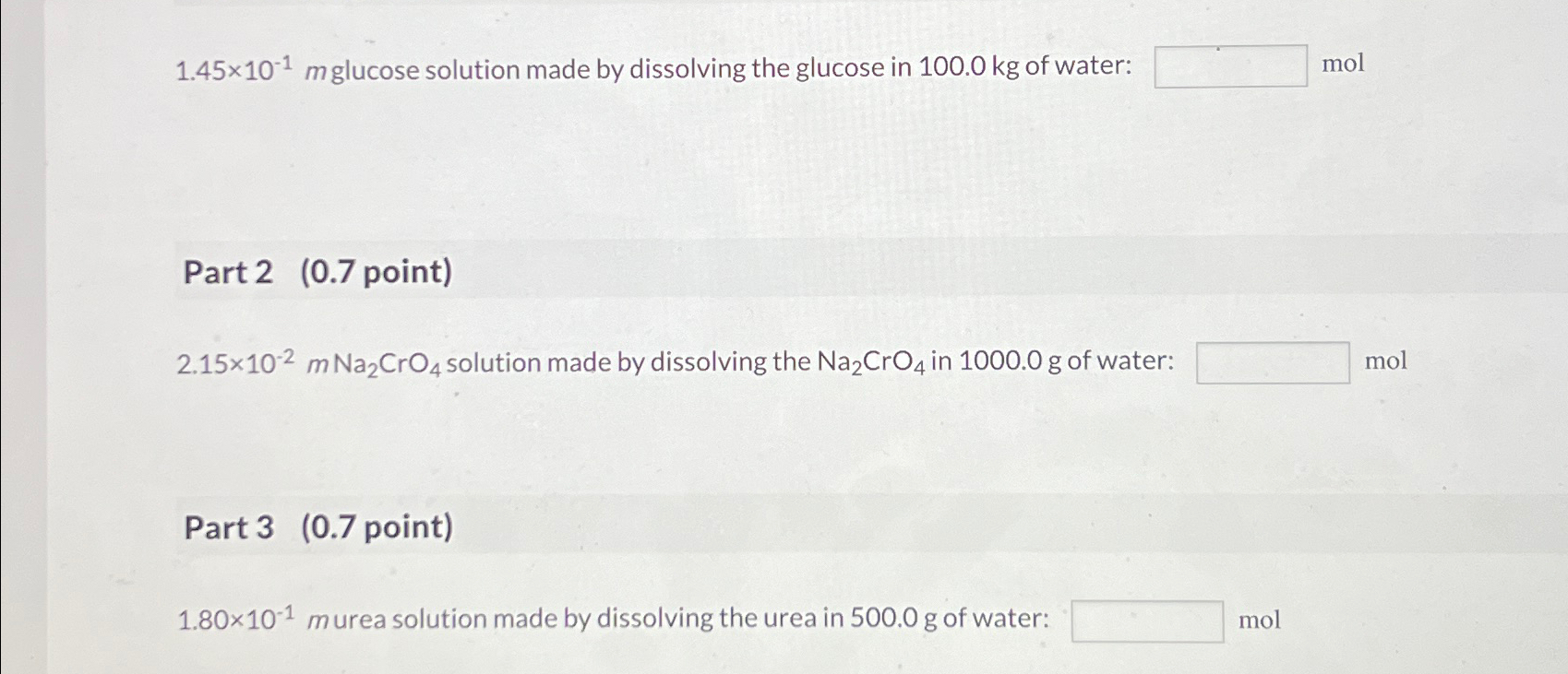 Solved 1.45×10-1m ﻿glucose solution made by dissolving the | Chegg.com
