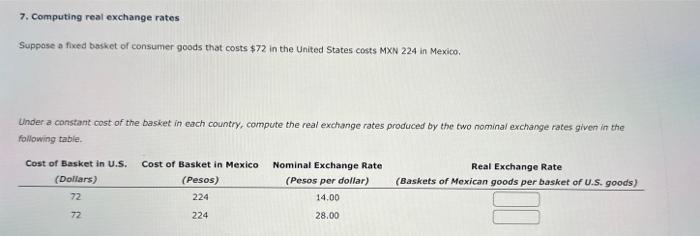 Solved 7. Computing real exchange rates Suppose a fixed | Chegg.com