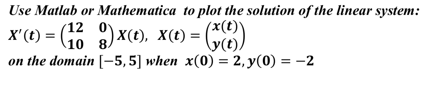 Solved Use Matlab Or Mathematica To Plot The Solution Of The 6040