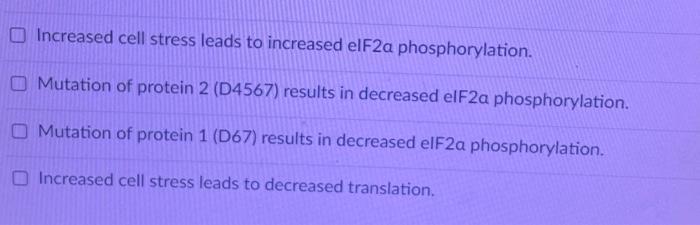 Solved A lab is studying elF2a phosphorylation in three | Chegg.com