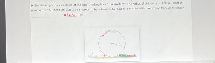 Solved 9. The drawing shows a version of the loop-the-loop | Chegg.com
