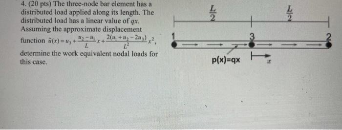 Solved 4. (20 pts) The three-node bar element has a | Chegg.com