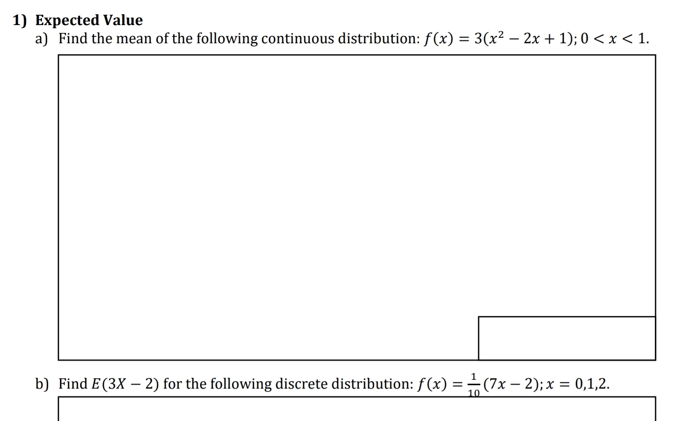 Solved Expected Valuea) ﻿Find the mean of the following | Chegg.com