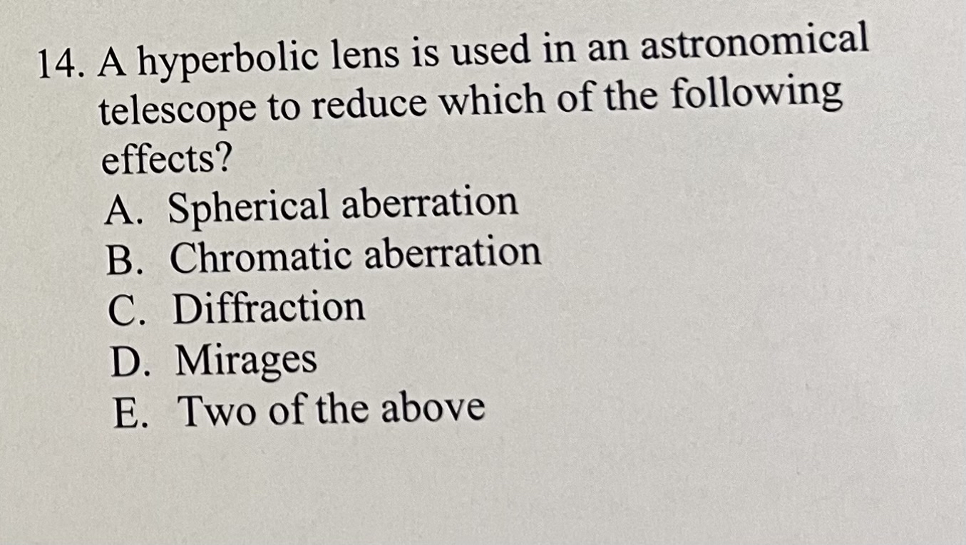 Solved A hyperbolic lens is used in an astronomical | Chegg.com