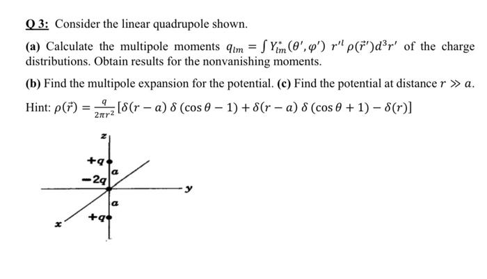 Solved Q 3: Consider the linear quadrupole shown. (a) | Chegg.com