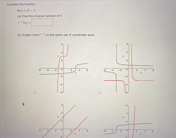 Solved Consider the function. f(x) = x5 - 3 (a) Find the | Chegg.com