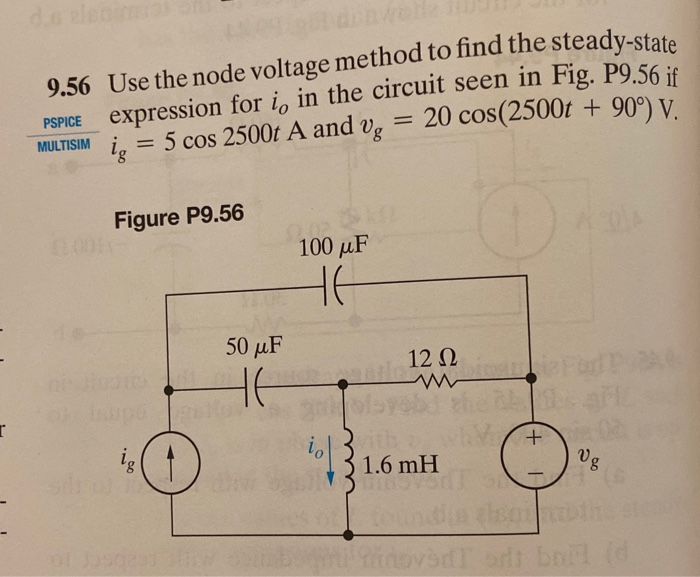 Solved 9.56 Use the node voltage method to find the | Chegg.com