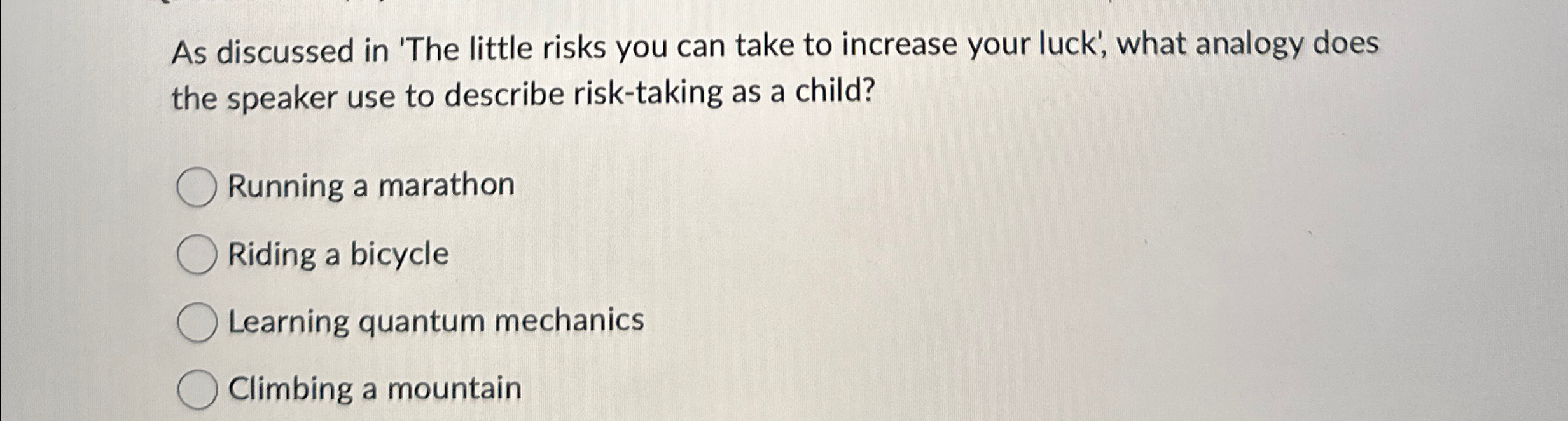 Solved As discussed in 'The little risks you can take to | Chegg.com