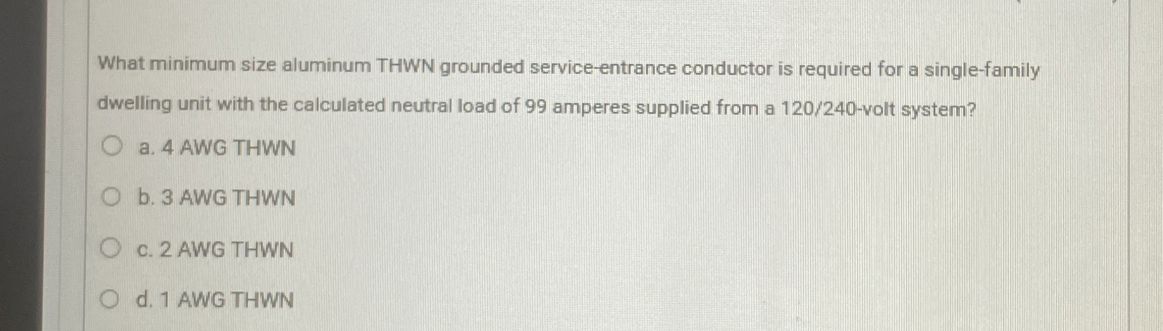 Solved What minimum size aluminum THWN grounded | Chegg.com