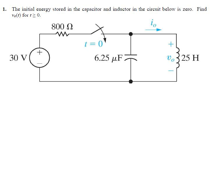 The initial energy stored in the capacitor and | Chegg.com