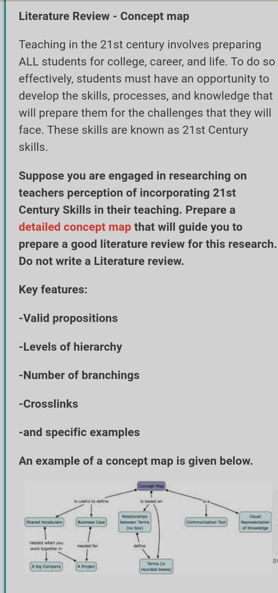 Solved Literature Review - Concept map Teaching in the 21st | Chegg.com