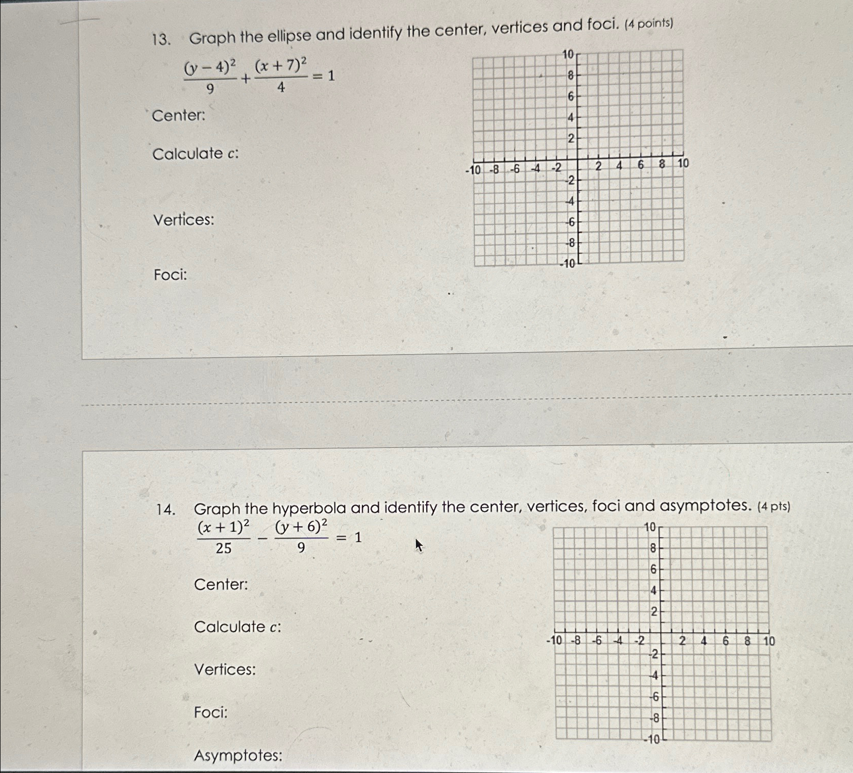Solved Graph the ellipse and identify the center, vertices | Chegg.com