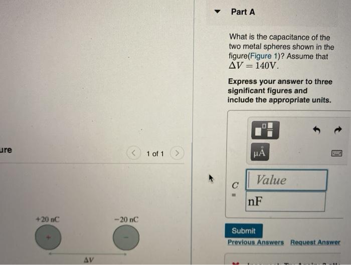 Solved Part A What is the capacitance of the two metal | Chegg.com