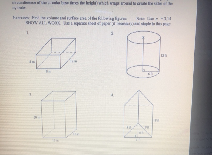 Solved circumference of the circular base times the height) | Chegg.com