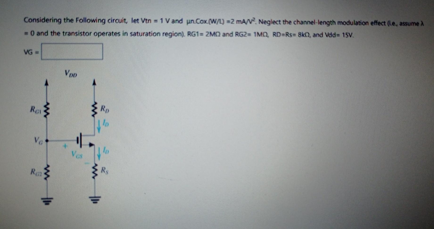 Solved Considering the Following circuit, let Vtn =1 V and | Chegg.com Solved Considering the Following circuit, let Vtn =1 V and | Chegg.com