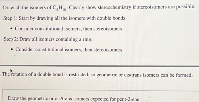 Solved Draw all the isomers of C5H10. Clearly show | Chegg.com