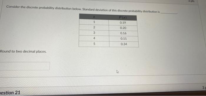 Solved Consider the discrete probability distribution below. | Chegg.com